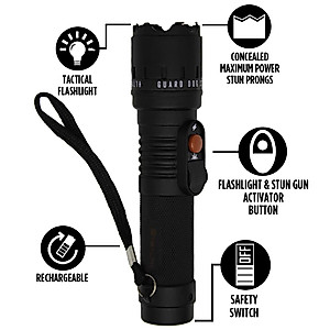Guard Dog Security Stealth Compact Stun Gun Flashlight, Maximum Voltage, Holster Included, Rechargeable