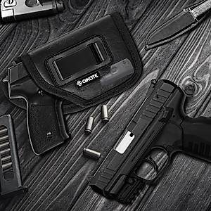 2 PACK IWB Holster with Laser Sight, Concealed Carry Gun Holster for Women/Men, ECO Leather Concealment Inside Waistband Holsters with Metal Clip Fits Most Midsize & Compact 9/40/45 & Laser Attachment