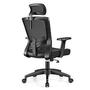 Brick Attic Office Chair Ergonomic Desk Chair High Back Computer Chair Swivel Mesh Task Chair with Adjustable Lumbar Support Armrests Headrest Black