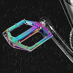 MZYRH Road/Mountain Bike Pedals MTB Pedals Aluminum Alloy Bicycle Pedals 9/16" Sealed Bearing Lightweight Platform for Road Mountain BMX MTB Bike Rainbow