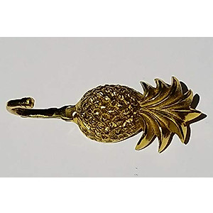 4-1/4" Pineapple Fruit Strong Hook Hanger Shiny Solid Brass Coat Hat Hanger #Q11
