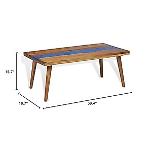 QJBSAVVA Coffee Table Teak Resin 39.4"x19.7"x15.7",Industrial Tables Floor Standing Table Cocktail Table Suitable for Meeting Rooms, Reception Rooms, Offices