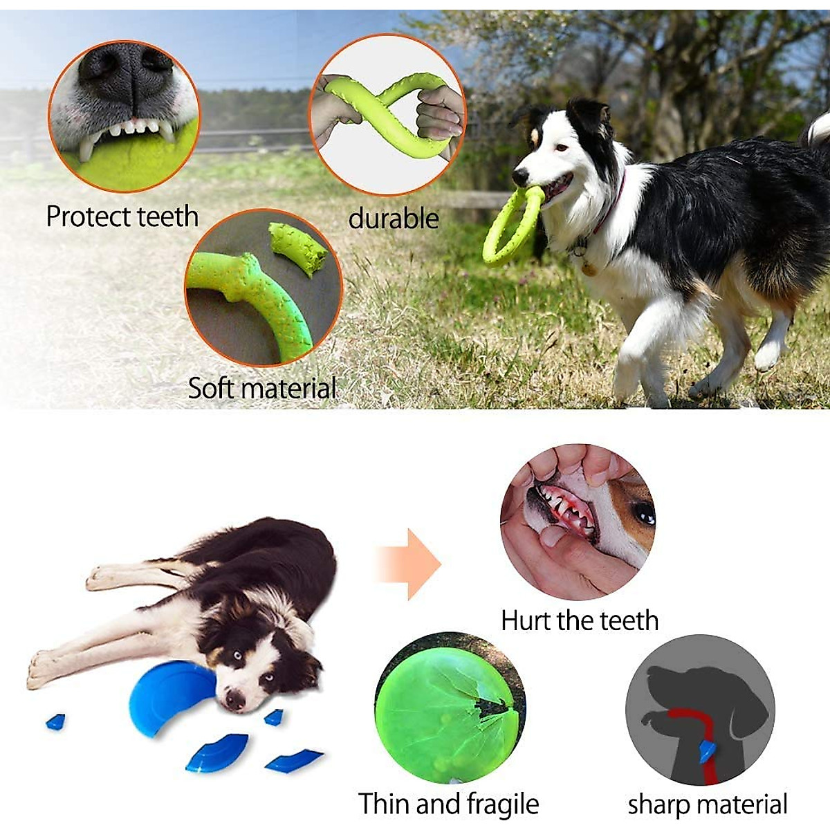 LaRoo Dog Toys for Aggressive Chewers,Floatable Dog Flying Disc,3 Sizes Dog Tug Toy,Interactive Dog Toys