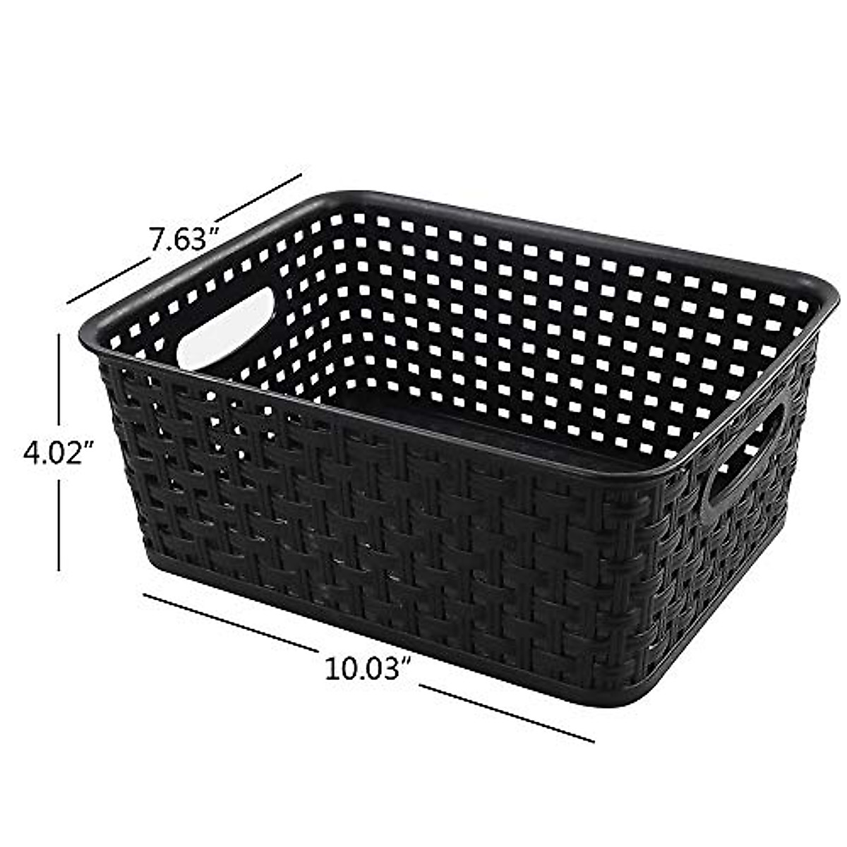 Leendines 6 Packs Black Small Baskets, Plastic Weave Storage Baskets