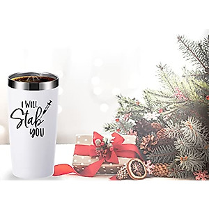 momocici Nurse Gifts.I Will Stab You 20 OZ Tumbler.Funny Nurse Week,Nurse,Gag Nursing Graduation Gifts for Nurse.Nurse Practitioner Gifts Travel Mug(White)