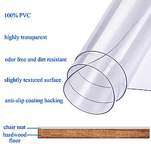 Office Chair Mat for Hardwood Floor by SOMOLUX Computer Desk Swivel Chair PVC Plastic Mat Clear Oversized and Rolling Delivery, Protect Hard Flooring in Home and Office 48 x 36 x 1/16 inches Rectangle