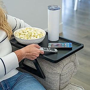 Shamrock Home Bamboo Couch Arm Table, Clip On Tray Sofa Table for Couches. Sofa Arm Tray for TV Dinners, Remotes, Drinks, Snacks and Small Spaces - 15.75 x 11inch, Black