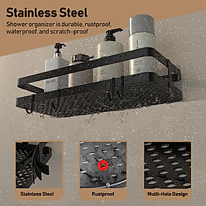 WXCGX Shower Caddy 2 Pack - Shower Organizer for Extra-Large Bathroom Storage with 4 Removable Hooks - Rustproof Bathroom Shower Shelves - Adhesive Or Drilling Wall Shower Shelf for Inside Shower