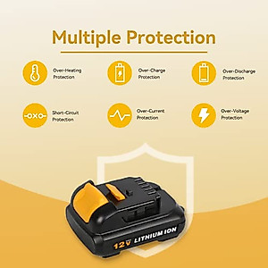 PDstation 2Pack DCB120 Battery 3000mAh Replacement for Dewalt 12V Max Batteries Compatible with Dewalt 12V Battery Lithium Ion Power Tools DCB120 DCB123 DCB127 DCB122 DCB124 DCB121 DCB126