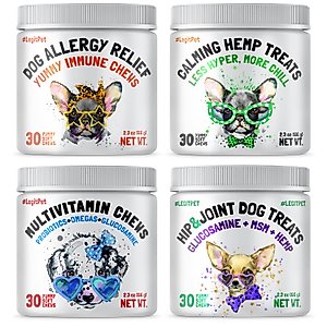 LEGITPET Dog Vitamins & Hip & Joint Supplement & Allergy Relief Chews & Calming Treats Bundle