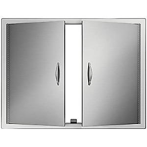 Mophorn BBQ Double Access Door 31W x 24H Inch, BBQ Door Stainless Steel Wall Construction Vertical, Outdoor Kitchen Door for BBQ Island, Grilling Station, Outside Cabinet