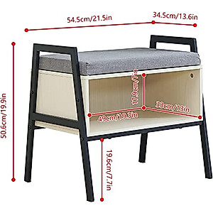 4HOMART Stackable Entryway Shoes Bench Seat Rack Wood Shoe Cabinet with Storage for Hallway Modern Shoe Stool Small Space Door with Free Cushion Changing Shoes Utility Storage Rack Shelve