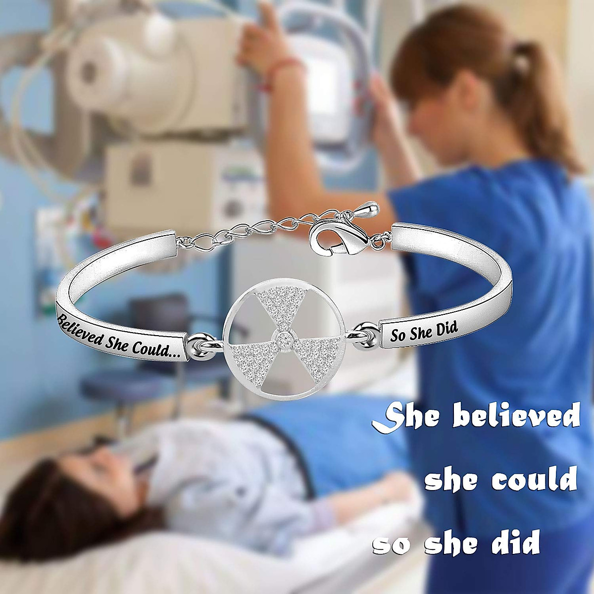 MAOFAED X-Ray Tech Gift Radiographer Gift She believed She Could So She Did Radiology Technologist Gift Radiologist Gift Radiology Graduation Gift Future X-Ray Tech Gift (she believed x ray silver)
