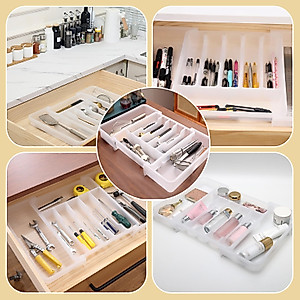 Stuozae Silverware Drawer Organizer, Expandable Utensil Tray for Kitchen, BPA Free Flatware and, pandable Utensil Tray for Kitchen Adjustable utensil drawer,With Expandable dividers