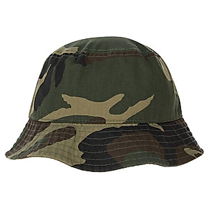 Bandana.com 65% Cotton Bucket Hat for Men, Women, Kids - Woodland Camo - Single Piece - L/EL Size - Summer Cap Fishing Hat