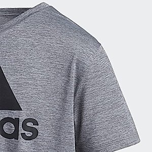 adidas Boys Size Short Sleeve AEROREADY Performance Logo Tee T-Shirt, Charcoal Grey Heather, Small (8 Plus)