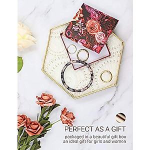 Mymazn key Ring Bracelet Wristlet Keychain Bangle Keyring for Women, Acetate Round Key Chain (Tortoise)