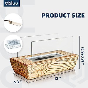 Bluu Easter Decorations for The Home Tabletop Fire Pit Portable Indoor Fireplace, Personal Mini Bio Ethanol Faux Wood Fire Bowl Heater for Outdoor Use