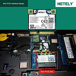 NETELY Wireless-AC 8265HMW 1200Mbps Mini-PCIE Interface WiFi Adapter with Bluetooth 4.2 for Laptop PCs, Intel Wireless-AC 8265D2W, 2.4GHz 300Mbps & 5GHz 867Mbps WiFi Card (Wireless-AC 8265HMW)