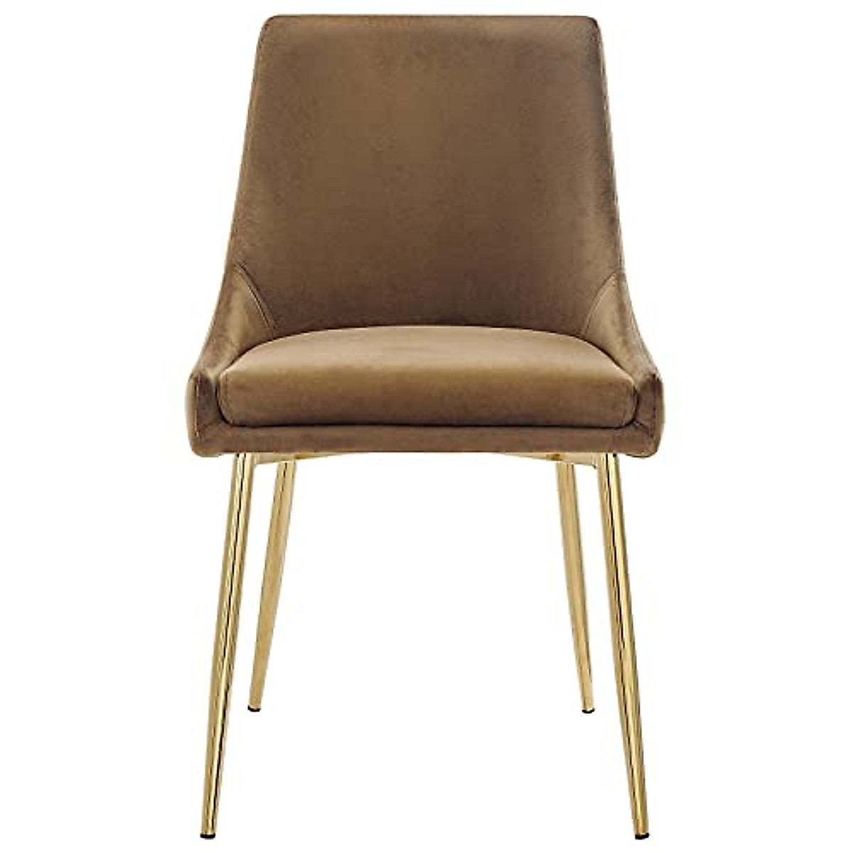 Modway Viscount Performance Velvet Upholstered Side Dining Chairs Set of 2, Gold Cognac