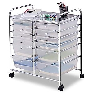 Giantex 12 Drawer Rolling Storage Cart Tools Scrapbook Paper Office School Organizer (White)