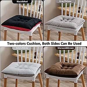 Kitchen Chair Cushions Set of 4 with Ties, Dining Chair Cushions Non Slip, Chair Pads for Dining Chairs Memory Foam, Double-Sides Chair Cushion for Dining Chairs Indoor Outdoor Yellow