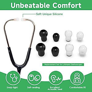 4 Pairs 3 Sizes(L,M,S) Littmann Stethoscope Replacement Ear Tip Piece, 6Pcs Littmann Stethoscope Accessories Spare Parts Soft Earplug Earbud Large Small Middle, 2Pcs MDF ADC Stethoscope Ear Cover Bud