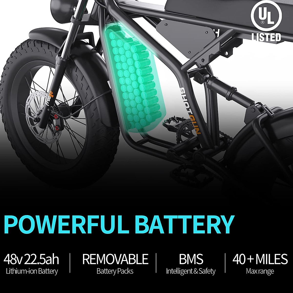Freego Electric Motorcycle Dirt Bike for Adults, 1400W(Peak)/48V/22.5Ah, F2 Pro 20" x 4.0" Fat Tires Electric Bicycle, Top Speed 34MPH & 50Miles Ebike 7 Speed Dual Hydraulic Brake/Suspension