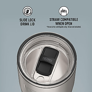THERMOS ICON SERIES, Stainless Steel Cold Tumbler with Slide Lock, 24 Ounce, Matte Stainless Steel