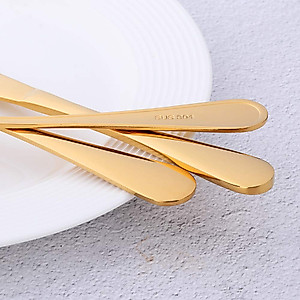 Bisda Flatware Silverware sets, 6pcs 18/8 Stainless Steel Student Cutlery Serving for 2, BPA-free Self-feeding Safe Kitchen Utensils, Mirror Polished (Gold)