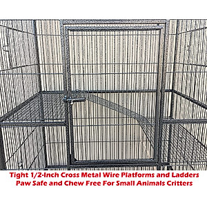 Extra Large Wrought Iron 5-Tiers Chew-Proof Ferret Squirrel Chinchilla Sugar Glider Critter Animal Home Metal Cage Easy Clean Pull Out Tray with Removable Rolling Stand
