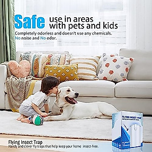 Flying Insect Trap, Fruit Fly Traps for Indoors, Home Plug in Bug Catcher Indoor Sticky, Electric Fly Light Trap Kit for Flies, Fruit Flies, Moths, Gnats, and Other Flying Insects