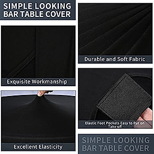 Lykoow 8 Pack Cocktail Spandex Stretch Tablecloth 32''x43'' Black Cocktail Round Table Cover Tablecloth, Fitted High Top Stretch for Round Tables or Wedding Party Banquet Birthday
