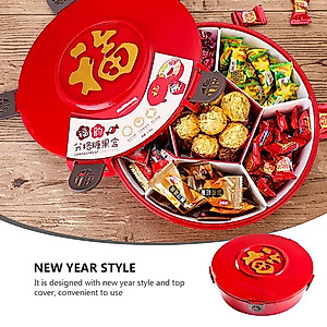 YARNOW Plastic Serving Tray for Dried Nuts, Red, 11" x 11"