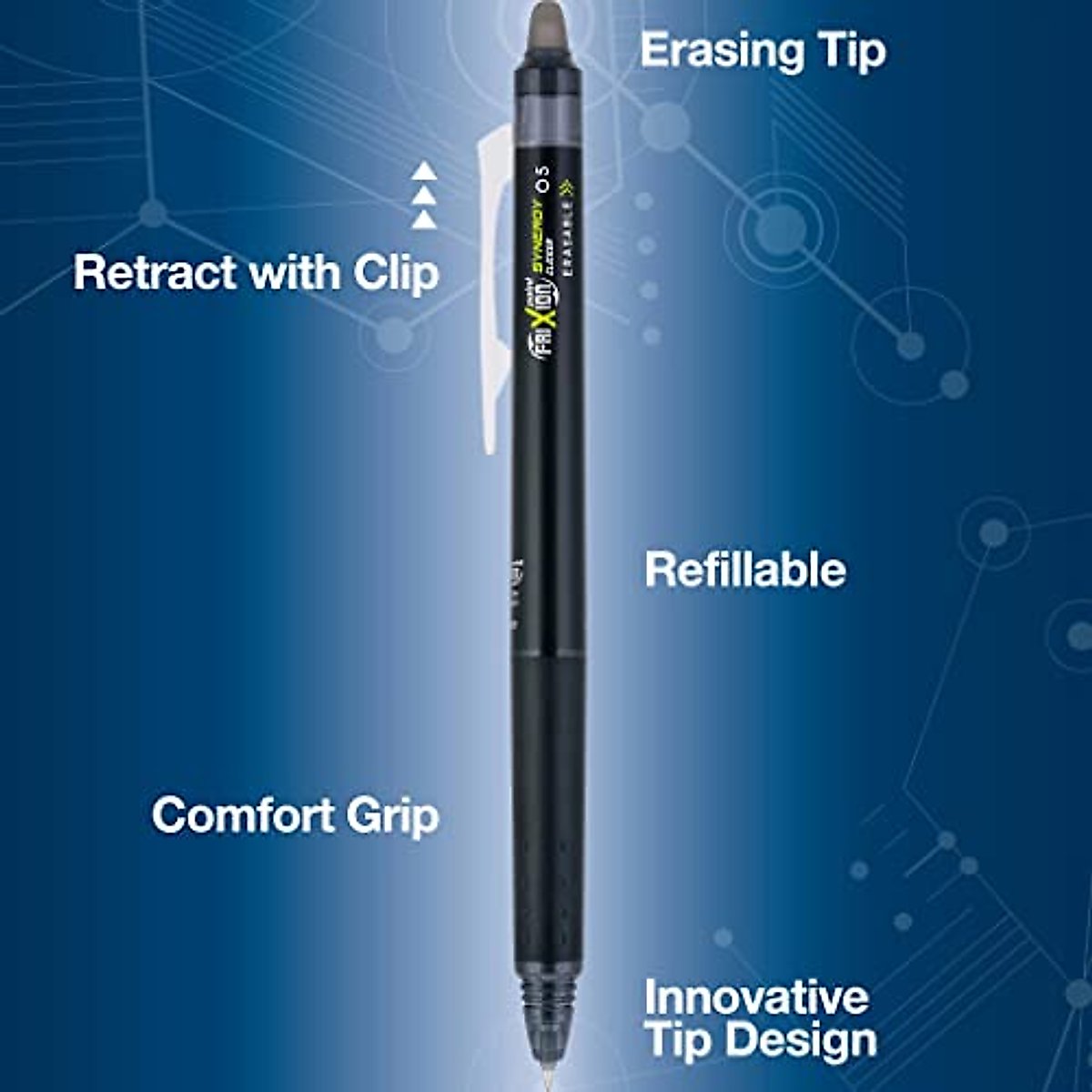 PILOT Pen 17478 FriXion Synergy Clicker Erasable, Refillable & Retractable Gel Ink Pens, Extra Fine Point, Assorted Ink Colors, 7-Pack