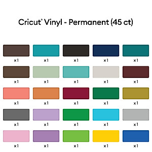 Cricut Vinyl Permanent - Everything Sampler, 12x12 Vinyl Sheets and Transfer Tapes, Create Long-Lasting DIY Projects, Durable Adhesive Vinyl for Cricut Machines, (Pack of 45 with 40+ Colors)