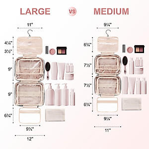 Everfun Hanging Travel Toiletry Bag for Women Traveling With Leakproof Compartment Makeup Cosmetic Organizer Dopp Kit Travel Accessories Essentials Must Have