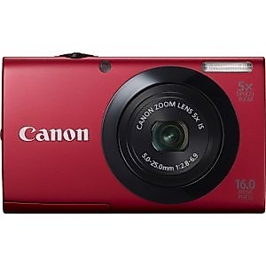 Canon PowerShot A3400 is 16.0 MP Digital Camera with 5X Optical Image Stabilized Zoom 28mm Wide-Angle Lens with 720p HD Video Recording and 3.0-Inch Touch Panel LCD (Red)