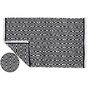 Ramanta Home 100% Cotton Diamond Rug 21x34 Hand Woven Reversible Washable Rug - Black,Farmhouse Bathroom Rugs,Entry Rugs,Rugs for Living Room,Rag Rug,Kitchen Rug Cotton,Machine Washable Rug,Woven Rug