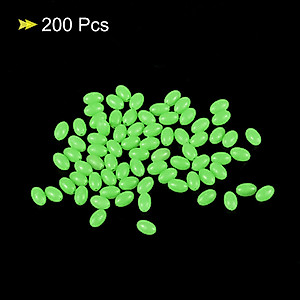 PATIKIL 6x4mm Luminous Fishing Beads, 200 Pieces Soft Plastic Glow Fishing Bait Eggs Rig Bead Tackle Tool Oval, Green