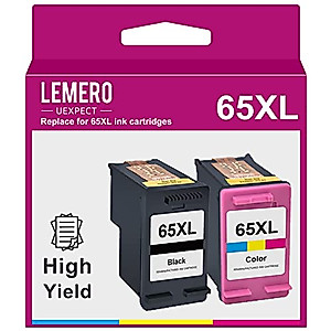 LemeroUexpect 65XL Remanufactured Ink Cartridge Replacement for HP 65XL 65 XL for Envy 5055 5052 5012 DeskJet 3755 3752 2600 2622 2655 2624 2635 2620 Printer Black Tri-Color, 2-Pack