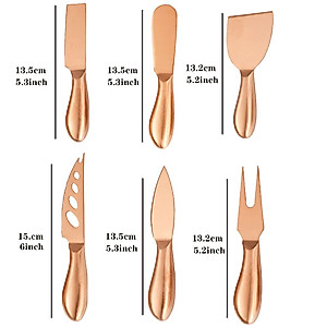 Cheese Knife Set 6 Piece, Stainless Steel Cheese Cutter, Cheese Spreader knife with Ergonomic Handle, Cheese Shaver and Fork for Holiday, Birthday, Wedding, Party