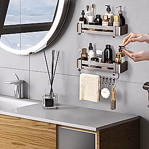 LBW 3 Packs Shower Caddy No Drilling Shower Rack for Bathroom Shower Organizer with Soap Holder and Hooks&Adhesive for Bathroom,Kitchen，Rustproof Shower Shelves for Inside Shower(pack of 3)