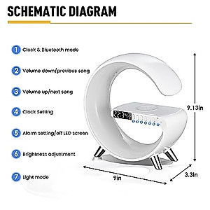 KISSONU Led Night Light Intelligent Atmosphere Lamp Wireless Charger Bedside Lamp Sunrise Wake-Up Lamp Polar Lamp Alarm Clock App Control for Heavy Sleepers Adults for Bedroom Dorm Gift (White)