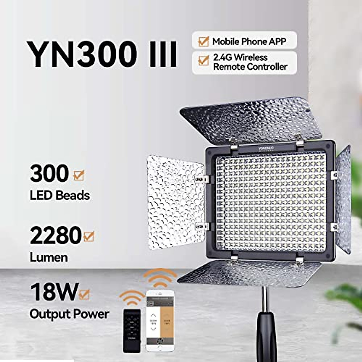YONGNUO YN300 III LED Video Light with 5600k Color Temperatur e and Adjustable Brightness for Canon Nikon Pentax Olympus Samsung