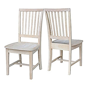 Set of 2 Mission Side Chairs 39.2"H, Solid Parawood Kitchen Dining Furniture, Stylish Comfortable Chairs for Dining Room, Paint or Stain to Match Your Decor, Unfinished