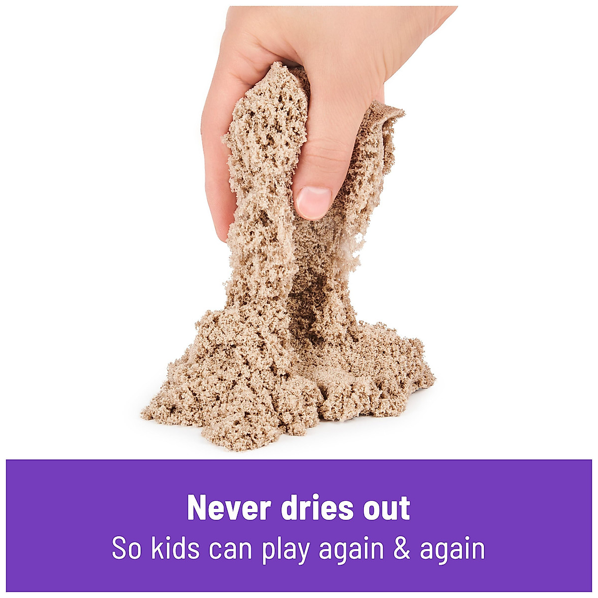Kinetic Sand, Folding Sand Box with 2lbs of All-Natural Kinetic Sand, 7 Molds and Tools, Play Sand Sensory Toys for Kids Ages 3 and up
