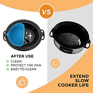 Slow Cooker Divider Liner Fit 6 QT Crockpot, 2 in 1 Reusable & Leakproof Silicone Crockpot Divider Slow Cooker Divider with 2pcs Anti-Hot Glove
