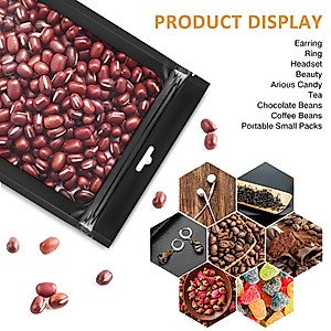 LODROC 100 Pieces Resealable Mylar Ziplock Bags with Clear Window - 5.5x7.8 Inches Smell Proof Bag Coffee Beans Packaging Pouch for Food Self Sealing Storage Supplies Jewelry Electronics Party, Black