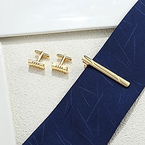 YADOCA Tie Clip Cufflinks Set for Men Necktie Tie Bar Clips Business Shirts Tuxedo Wedding Gift with Box Silver-tone Gold-tone Black